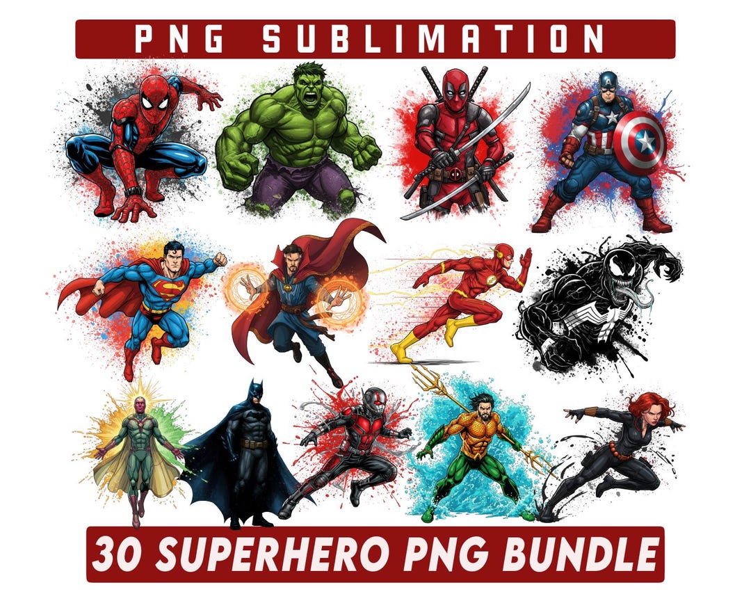 Superhero PNG Bundle, Heroes Png Set, Best-selling Superhero Clipart ...