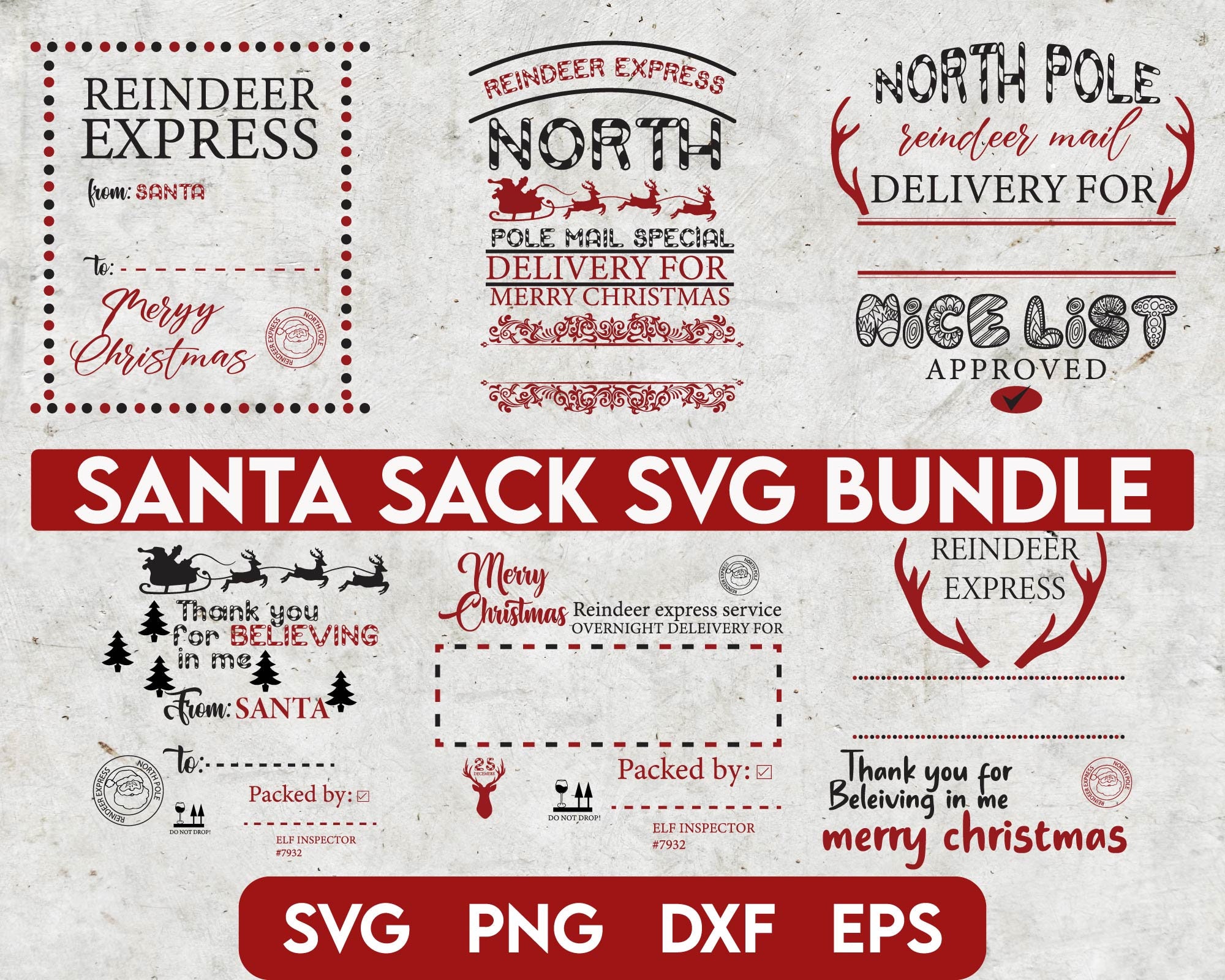 Santa Sack Svg Bundle, Santa Bag Svg, Christmas Santa Sack Svg, Santa ...