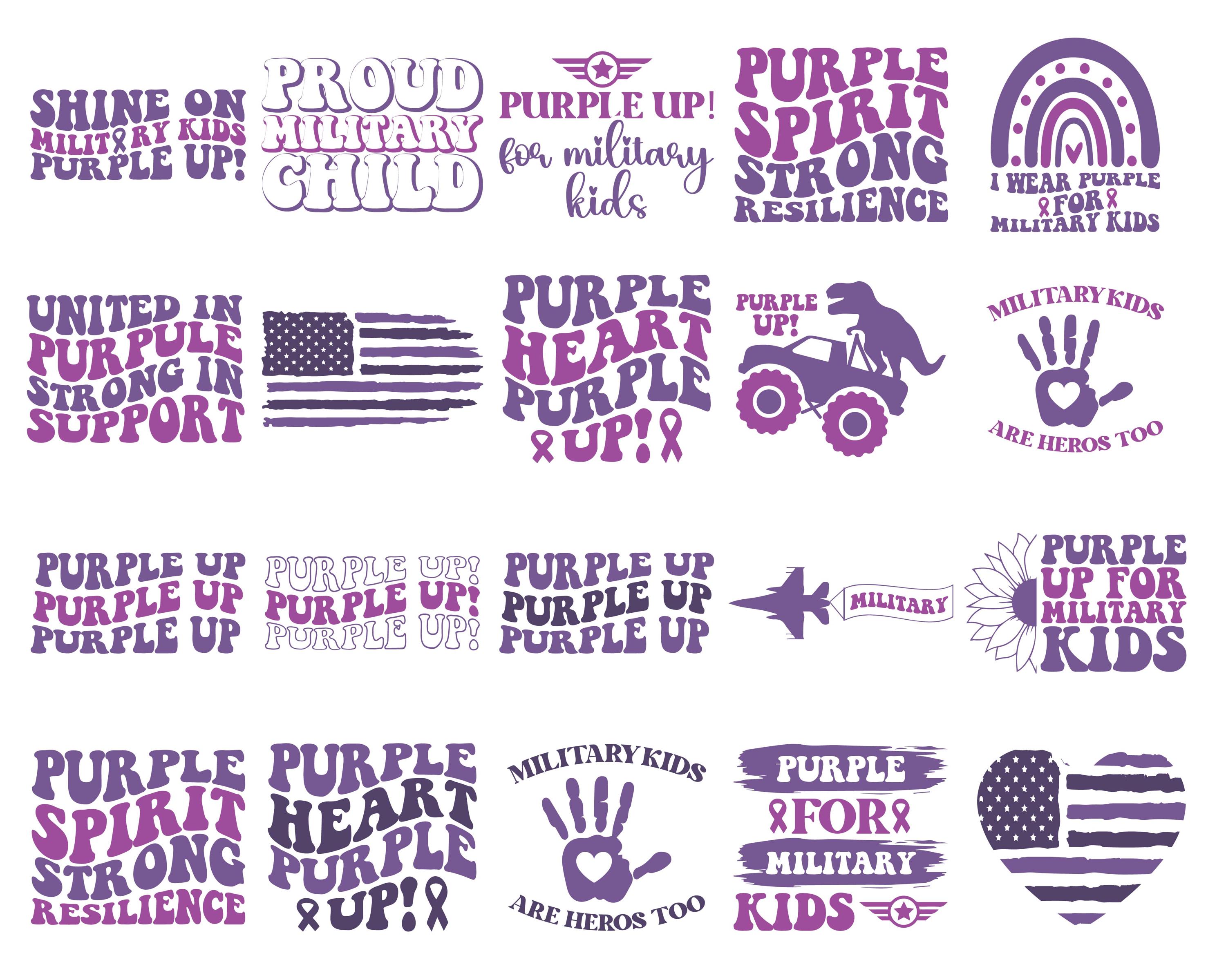 Purple up for Military Kids Svg Png Bundle, Military Family Svg, Proud ...