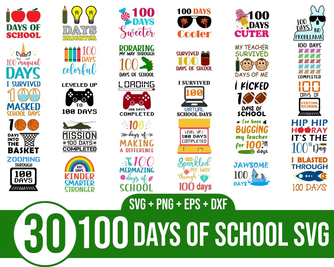 100 Days of School SVG Bundle, Happy 100 Days of School, 100 Days ...