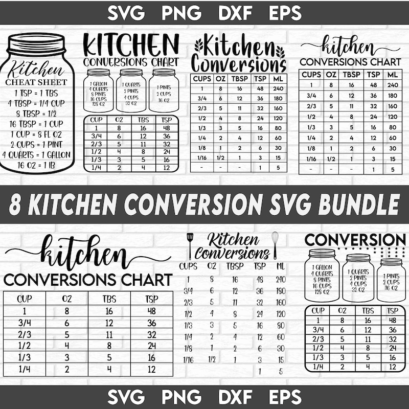 Kitchen Conversion Chart Svg - Etsy