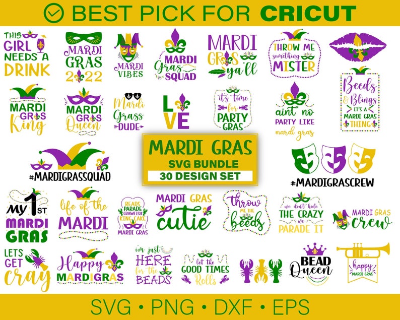 Mardi Gras SVG Bundle Fat Tuesday Svg Carnival Svg Funny | Etsy