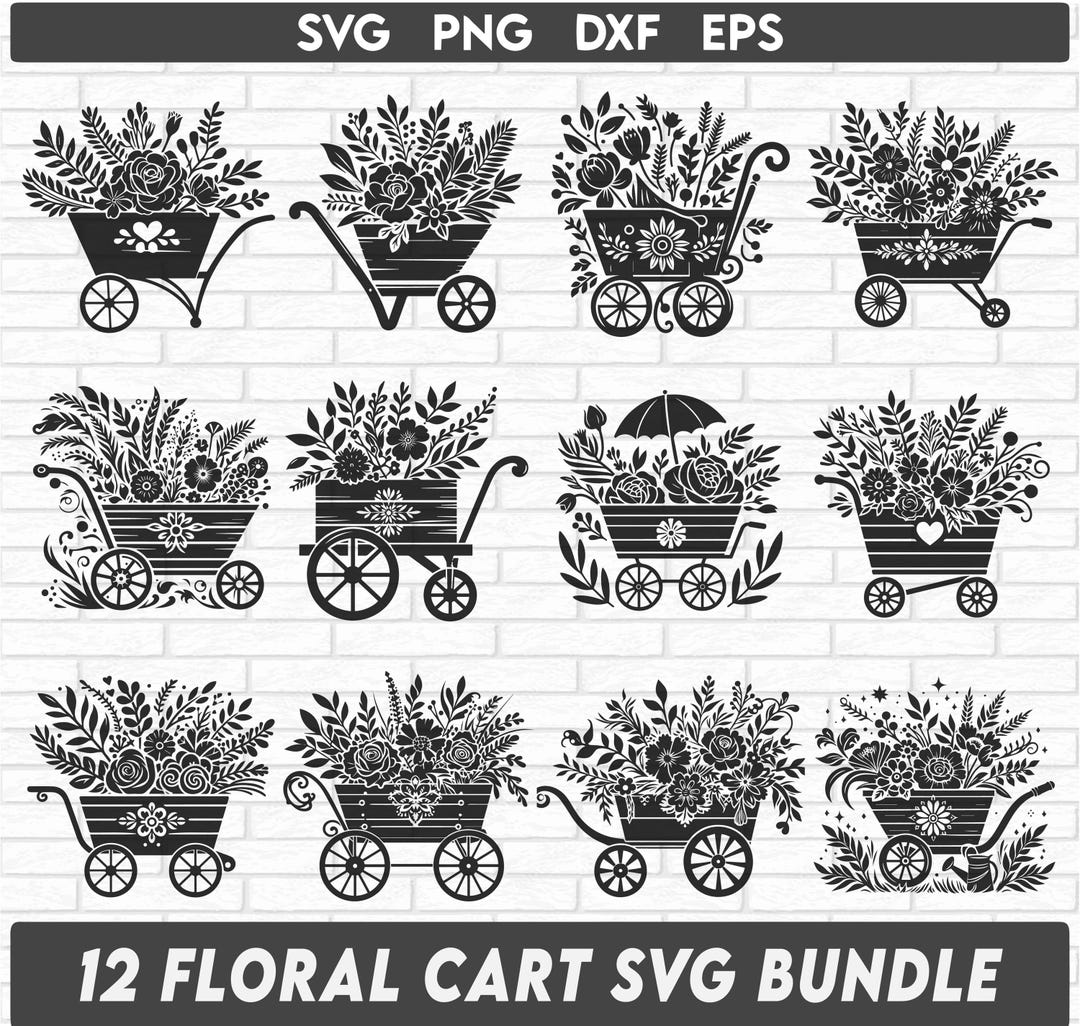 Floral Cart Svg, Flowers Clipart, Flowers Cut Files for Cricut ...