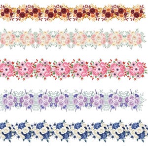 Floral Border Clipart Bundle PNG, Floral Clipart, Seamless Flower ...