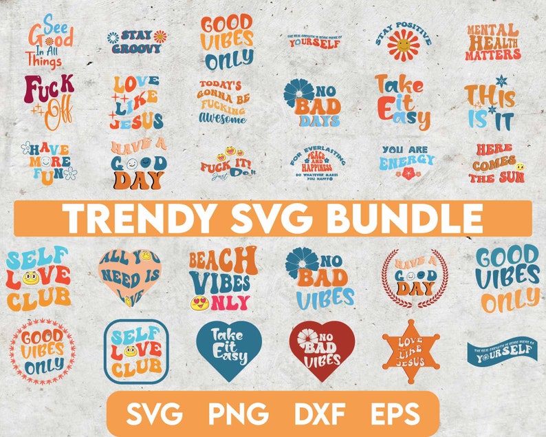 Trendy SVG Bundle Boho SVG Hippie Svg Retro Summer Svg - Etsy