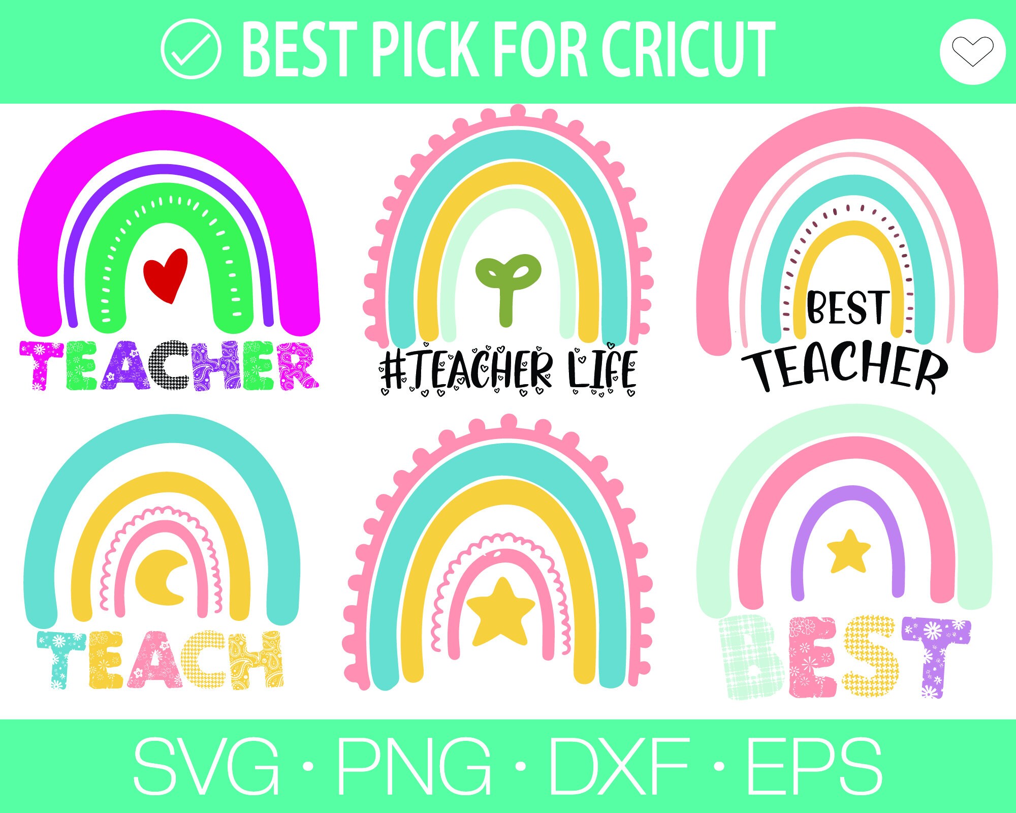Teacher Rainbow Svg Bundle Teacher Rainbow Png SVG Teacher - Etsy