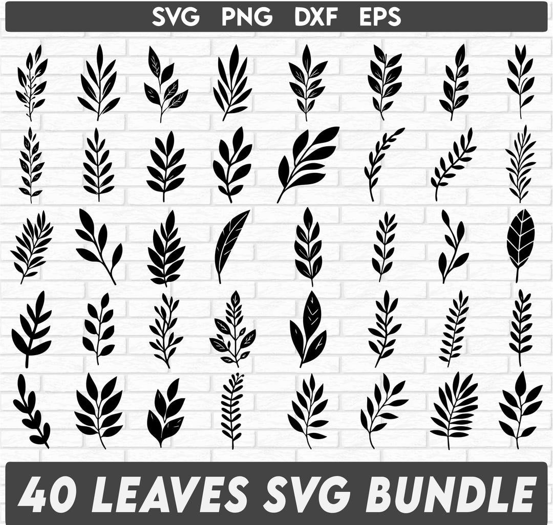 Leaves SVG Bundle, Hand Drawn Leaves SVG, Plant Svg, Paper Leaves, Leaf ...