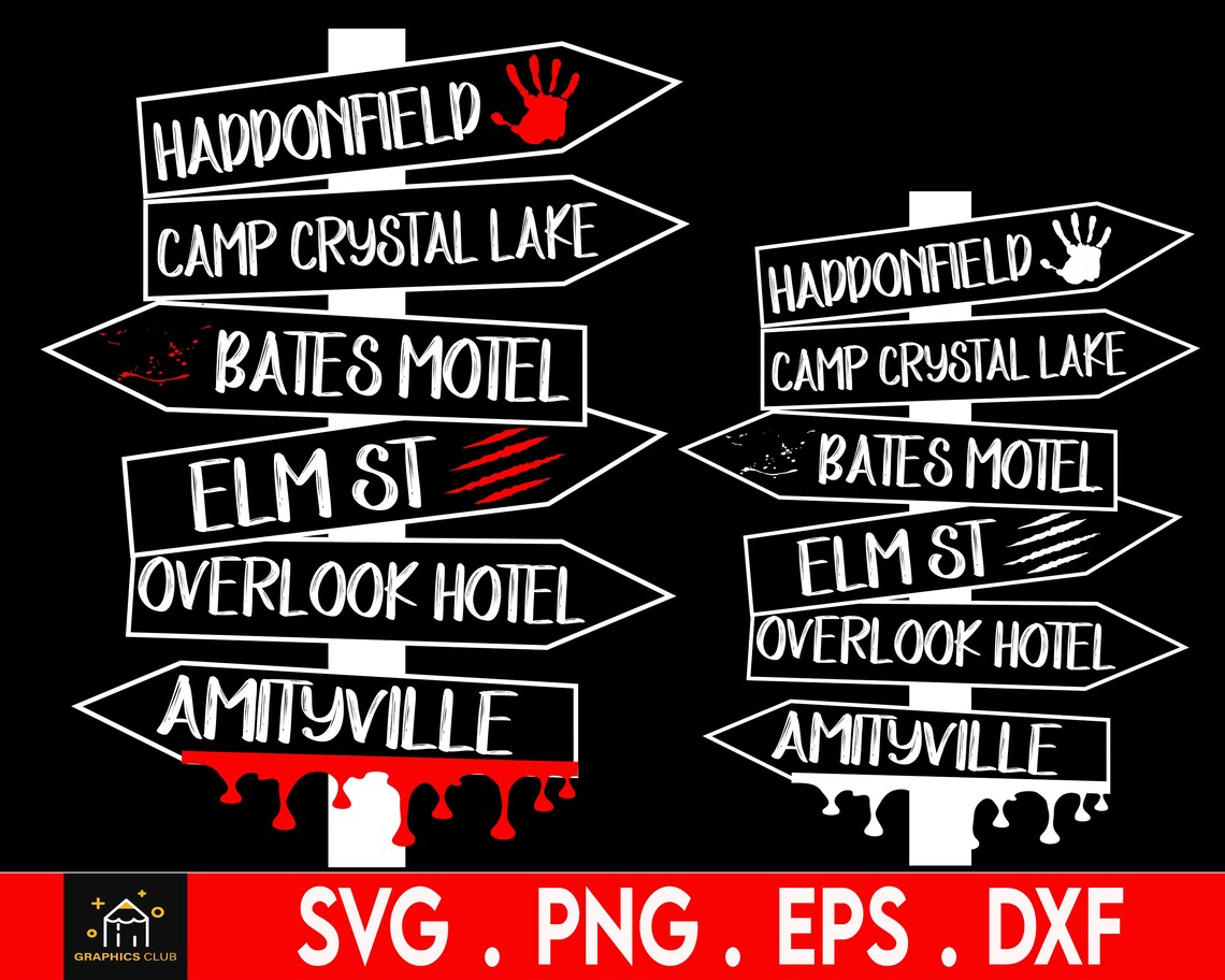 Horror Street Sign Svg Haddonfield Sign Camp Crystal Lake - Etsy