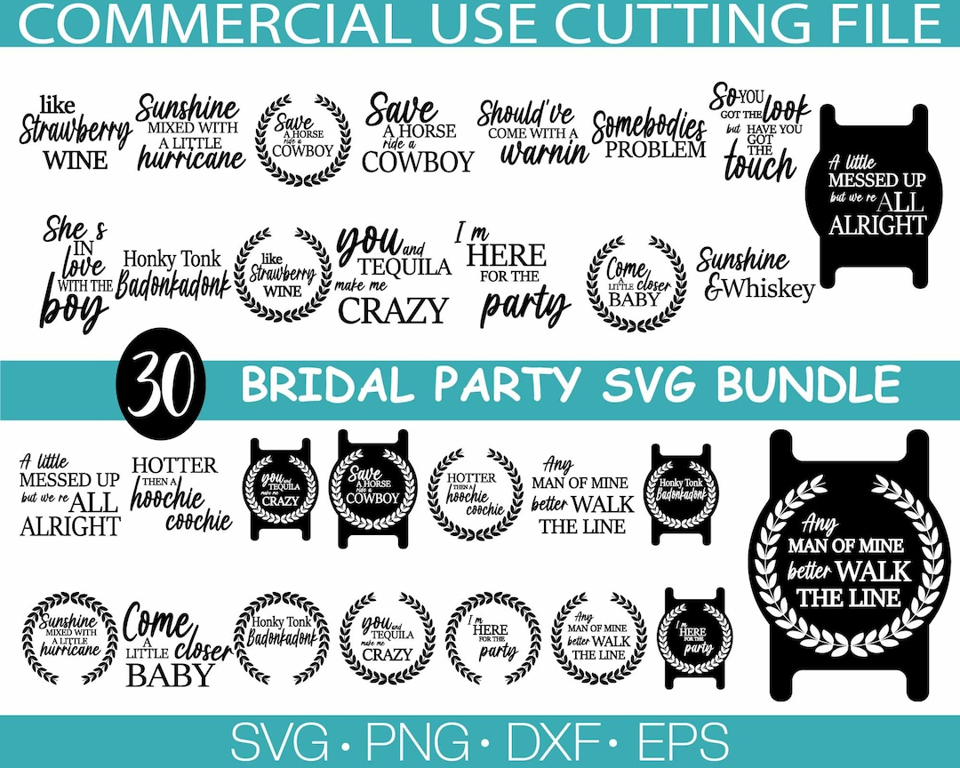 Bridal Party SVG Bundle, Bridal Party Shirt Svg, Country Music ...