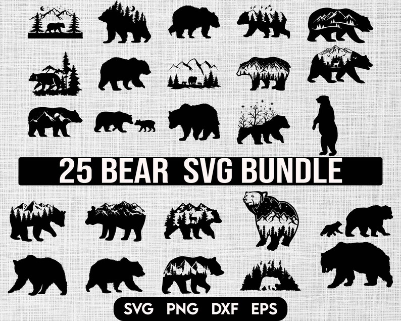 Bear SVG Bundle Mountains Pine Trees Grizzly Bear SVG Mama - Etsy