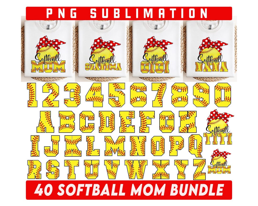 Softball Mom Png Bundle, Retro Softball Mama, Softball Alphabet Png ...