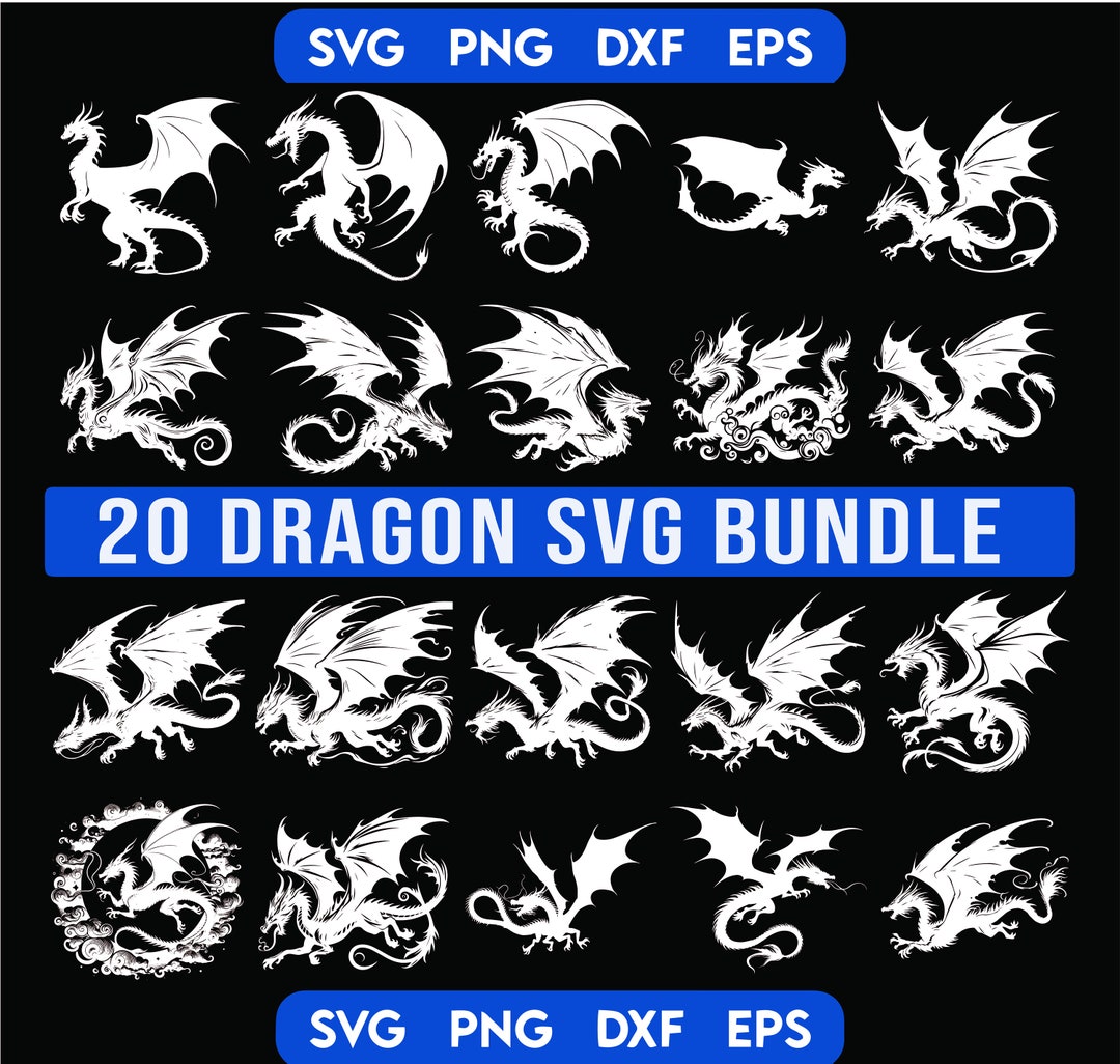 Dragon SVG Bundle, Dragon PNG Bundle, Dragon Clipart, Dragon SVG Cut ...