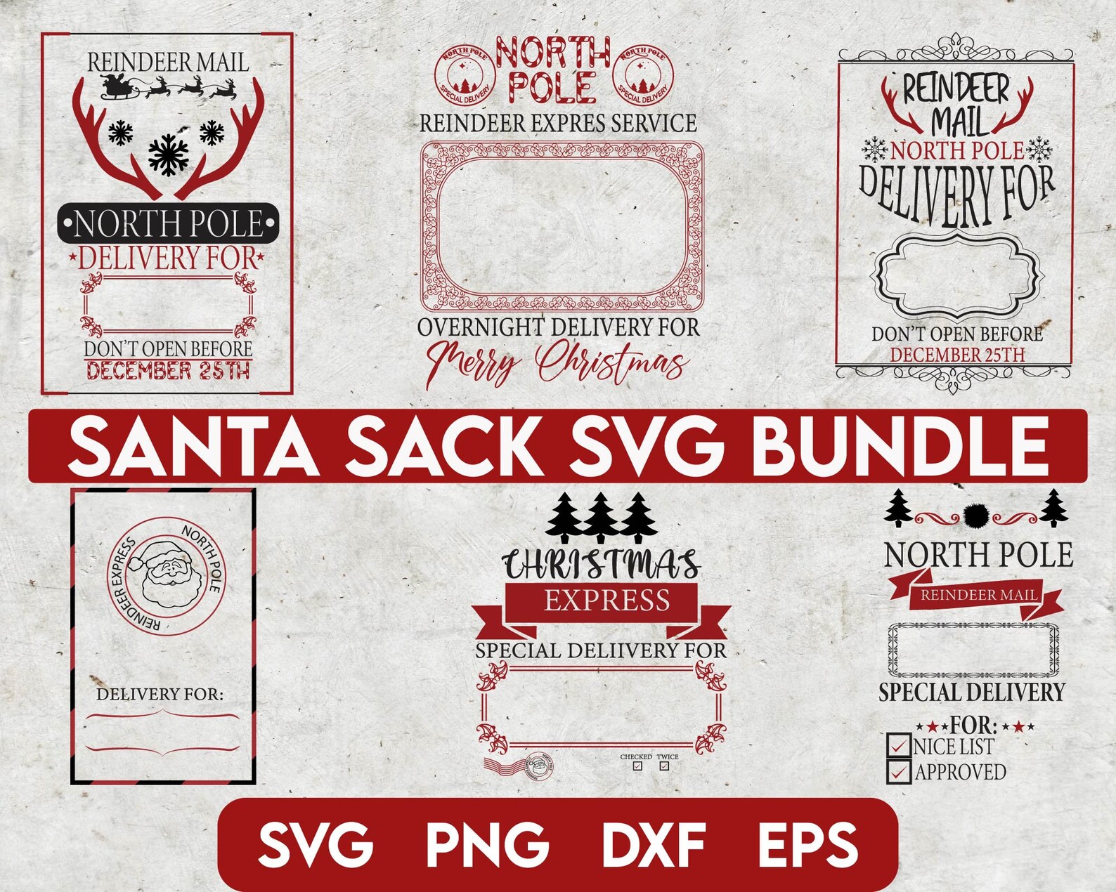 Santa Sack Svg Bundle, Santa Bag Svg, Christmas Santa Sack Svg, Santa ...