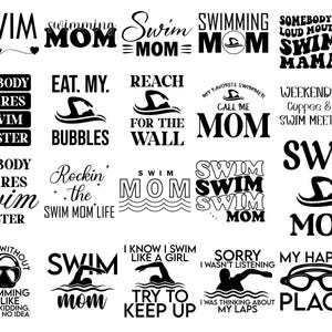 Swimming Svg Bundle, Swimming Mom, Ocean Svg, Beach Svg, Swimmer Vector ...