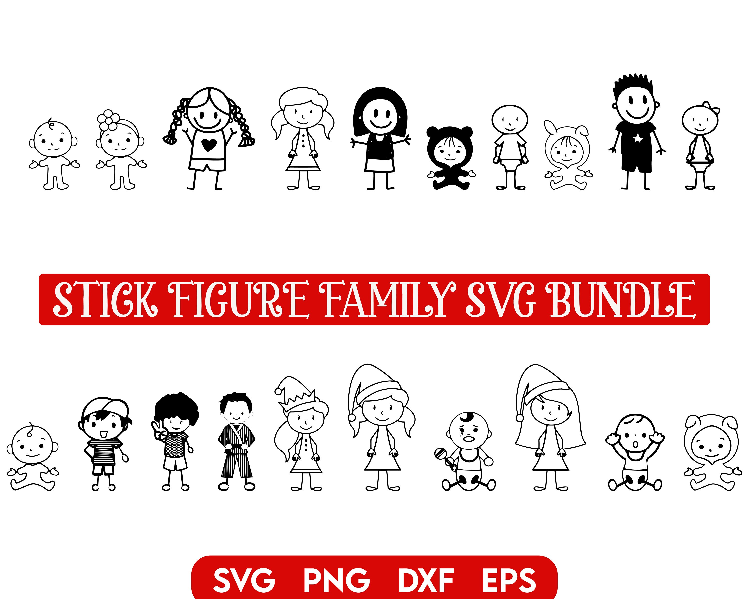 Stick Family SVG Bundle Stick Family Cut Files Stick Figure - Etsy ...