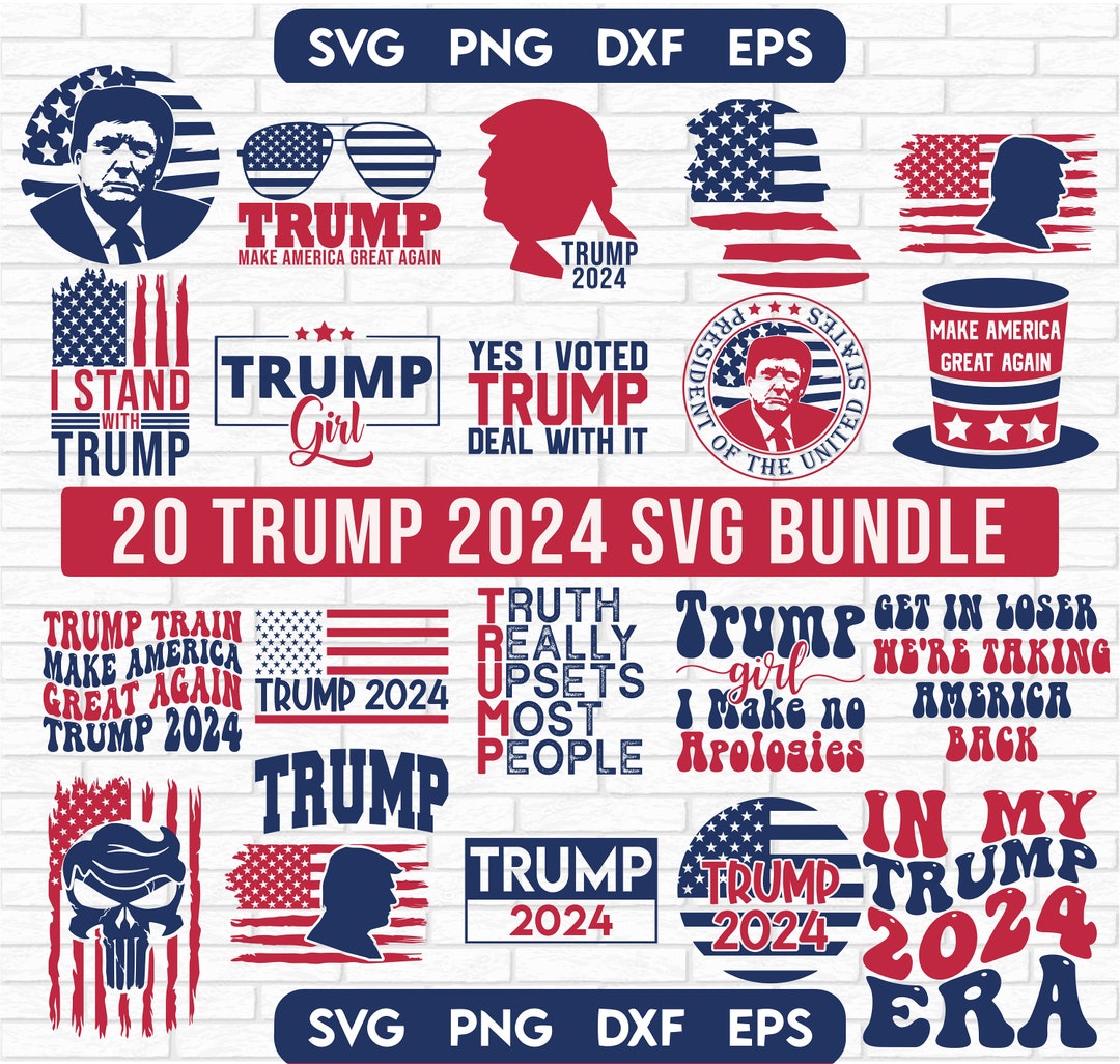 Trump 2024 Svg Bundle, Trump 2024 Clipart, Trump Cricut, USA Flag Svg ...