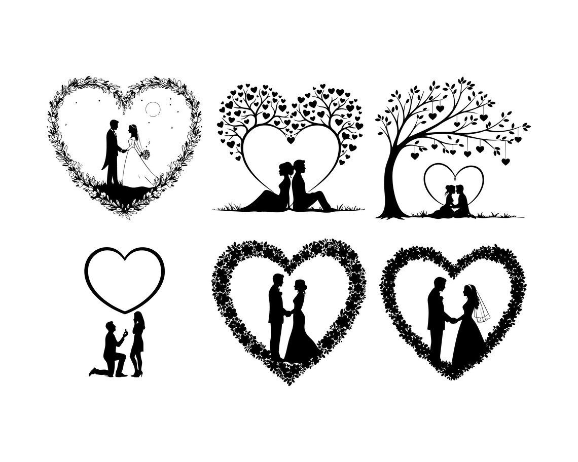 Wedding Heart Svg Bundle,wedding Svg Bundle,couple Svg, Wedding Heart ...