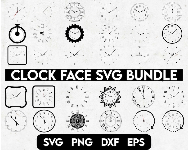Clock Face Svg Bundle Clock Face Clipart Clock Svg Roman - Etsy