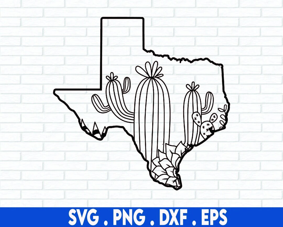 Texas Map With Cactus SVG, Svg Files for Cricut Designs, Silhouette ...