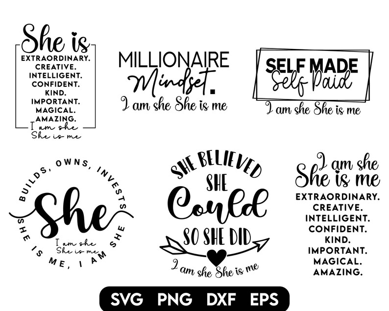 She is Me SVG Bundle, Postive Quotes Svg, Woman Affirmation Svg ...