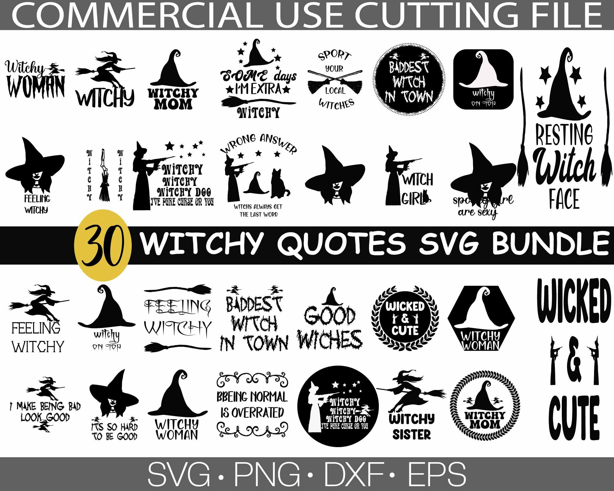 Witchy Quotes Svg Bundle Witch Svg Halloween Svg Horror - Etsy