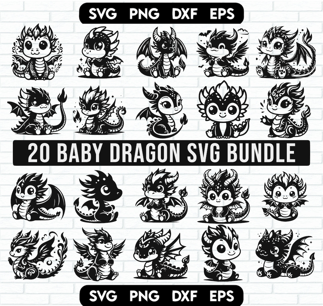 Cute Dragon Svg Bundle, Cartoon Dragon Svg, Kids Dragon Svg, Dragon ...
