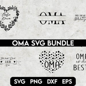 German Oma Plotter SVG Bundle, Liebe Omi Svg, Wreath Split Monogram Svg, Heart Rainbow Svg ...