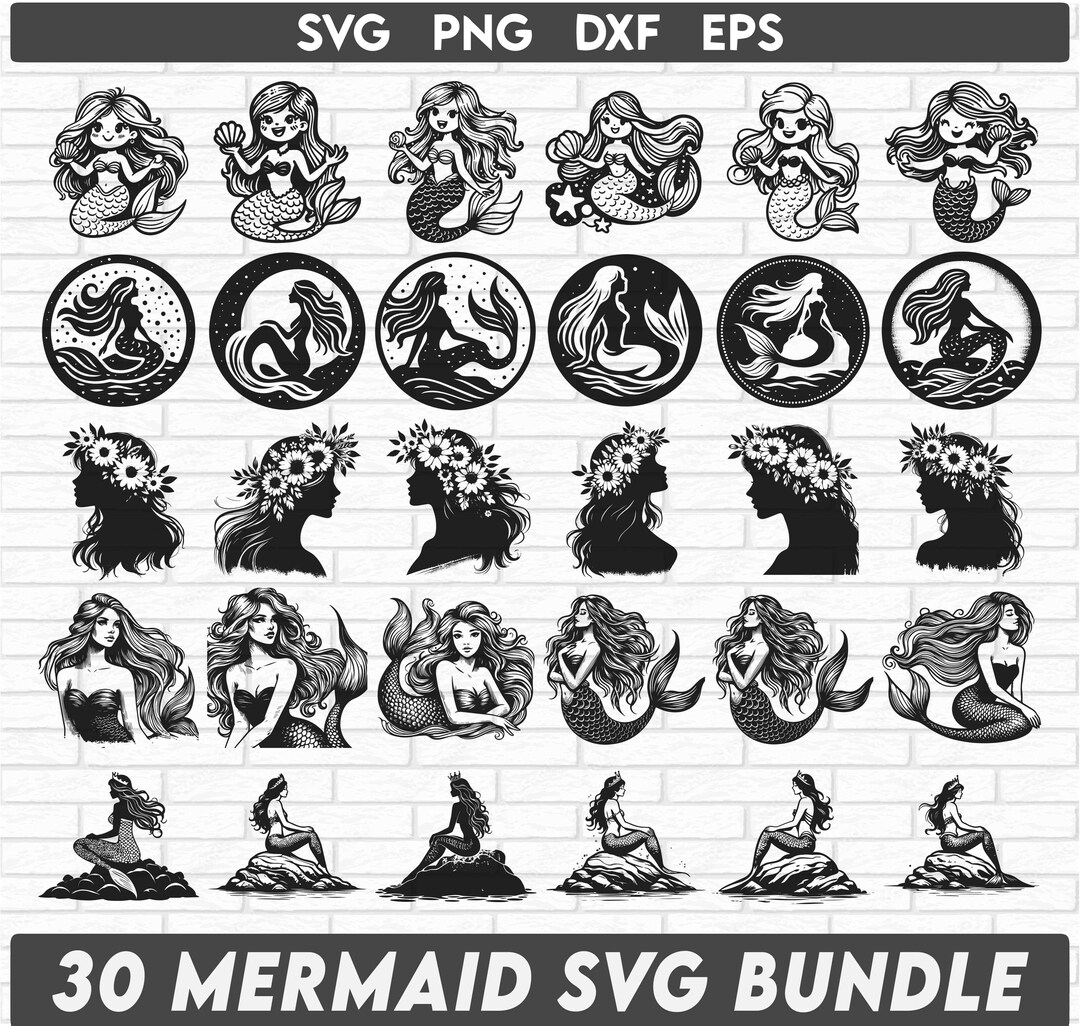Mermaid Svg Bundle, Mermaid Cut, Sea Girl Svg, Mermaid Svg, Mermaid ...