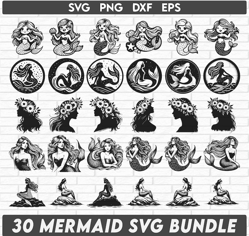 Mermaid Svg Bundle, Mermaid Cut, Sea Girl Svg, Mermaid Svg, Mermaid ...