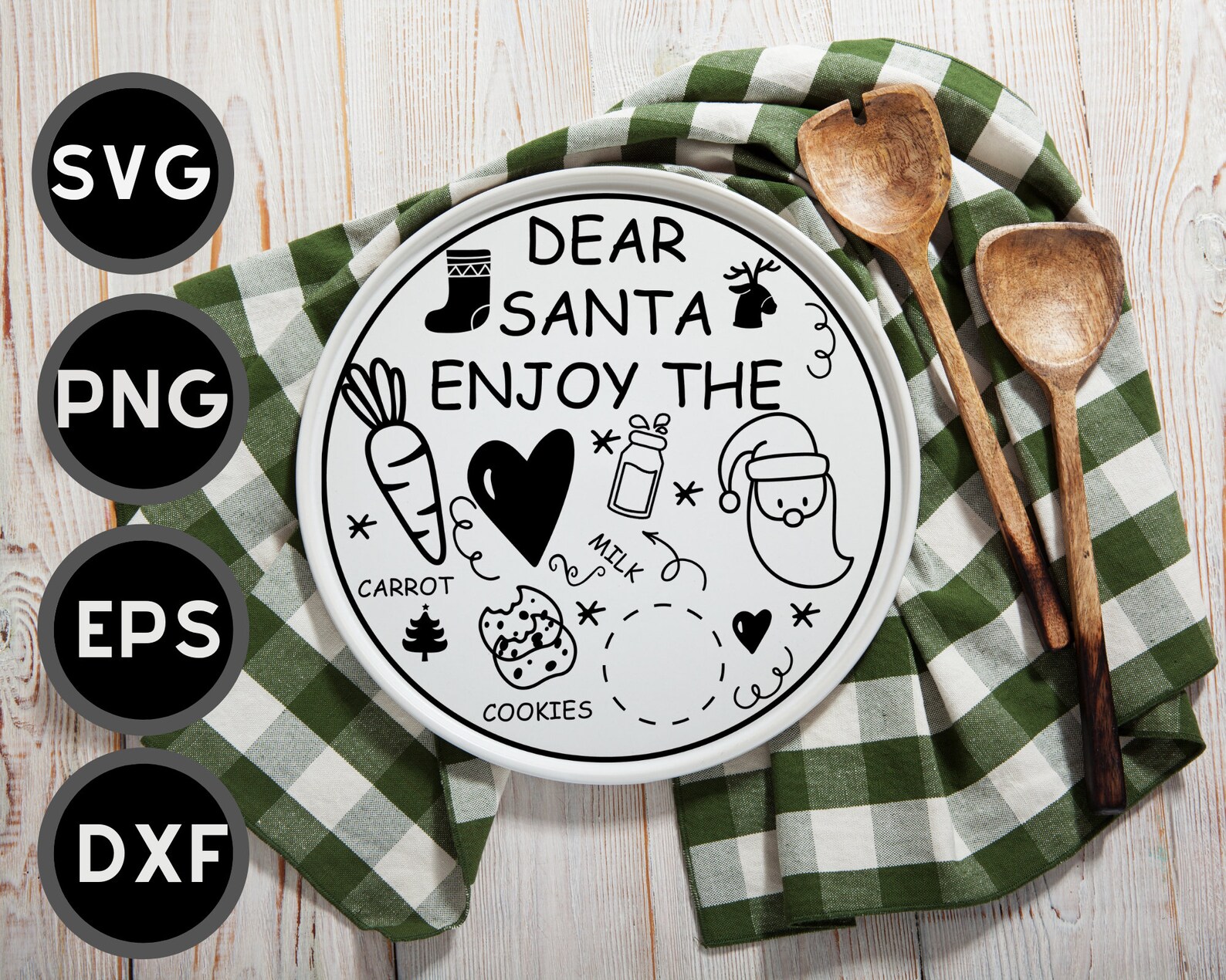 Santa Plate SVG Santa SVG Round Santa Tray Svg Santa Cookie | Etsy Canada