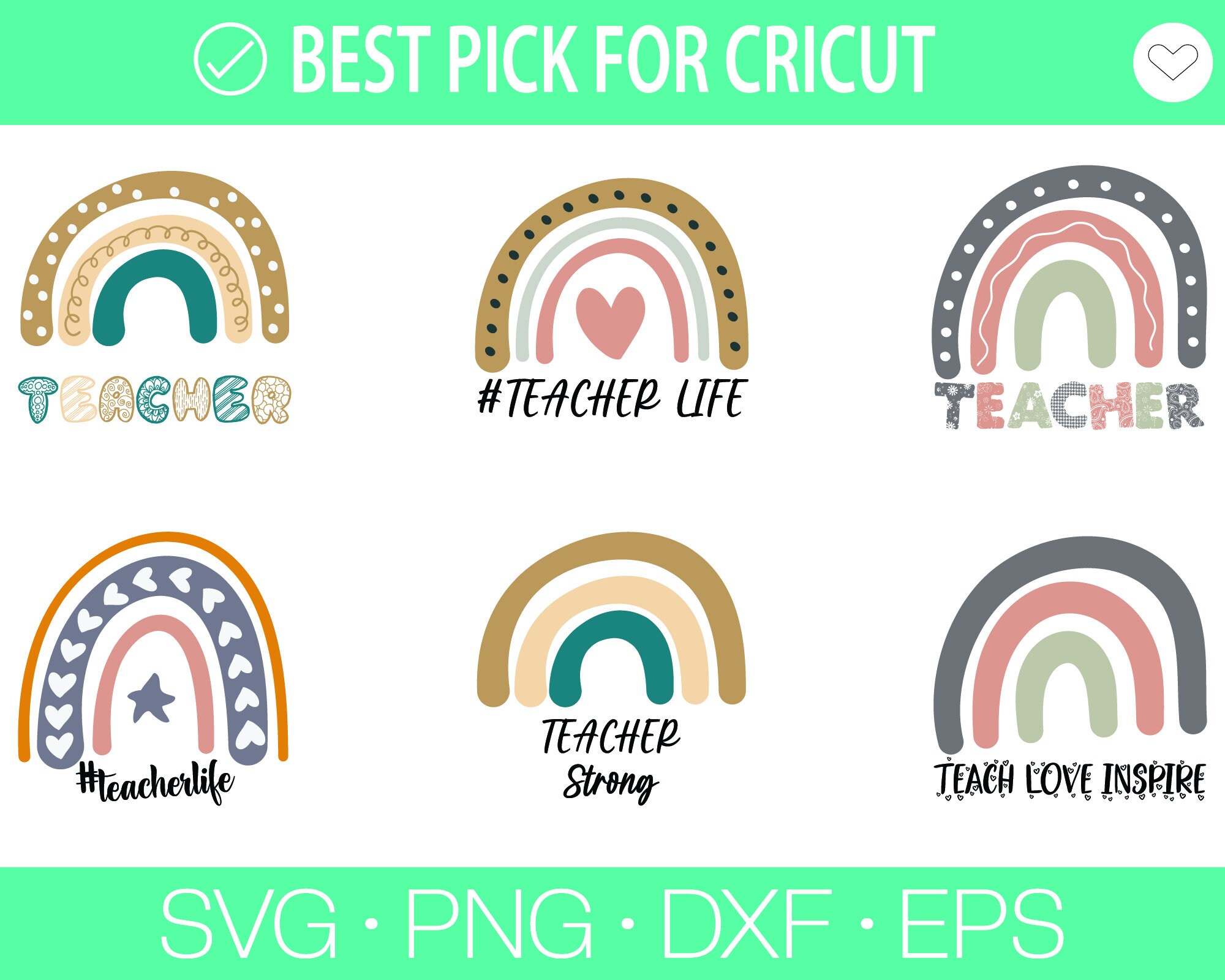 Teacher Rainbow Svg Bundle, Teacher Rainbow Png SVG, Teacher Life Svg ...