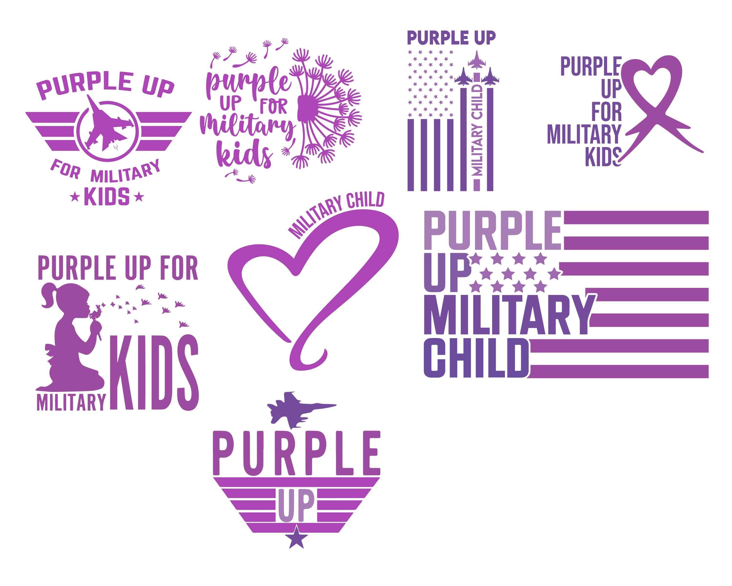 Purple up for Military Kids Svg Png Bundle, Military Family Svg, Proud ...