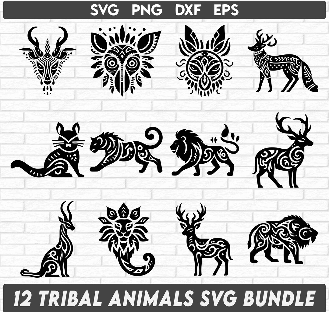 Tribal Animal SVG Bundle, Cute Animals SVG Cut File, Tribal Animals SVG ...