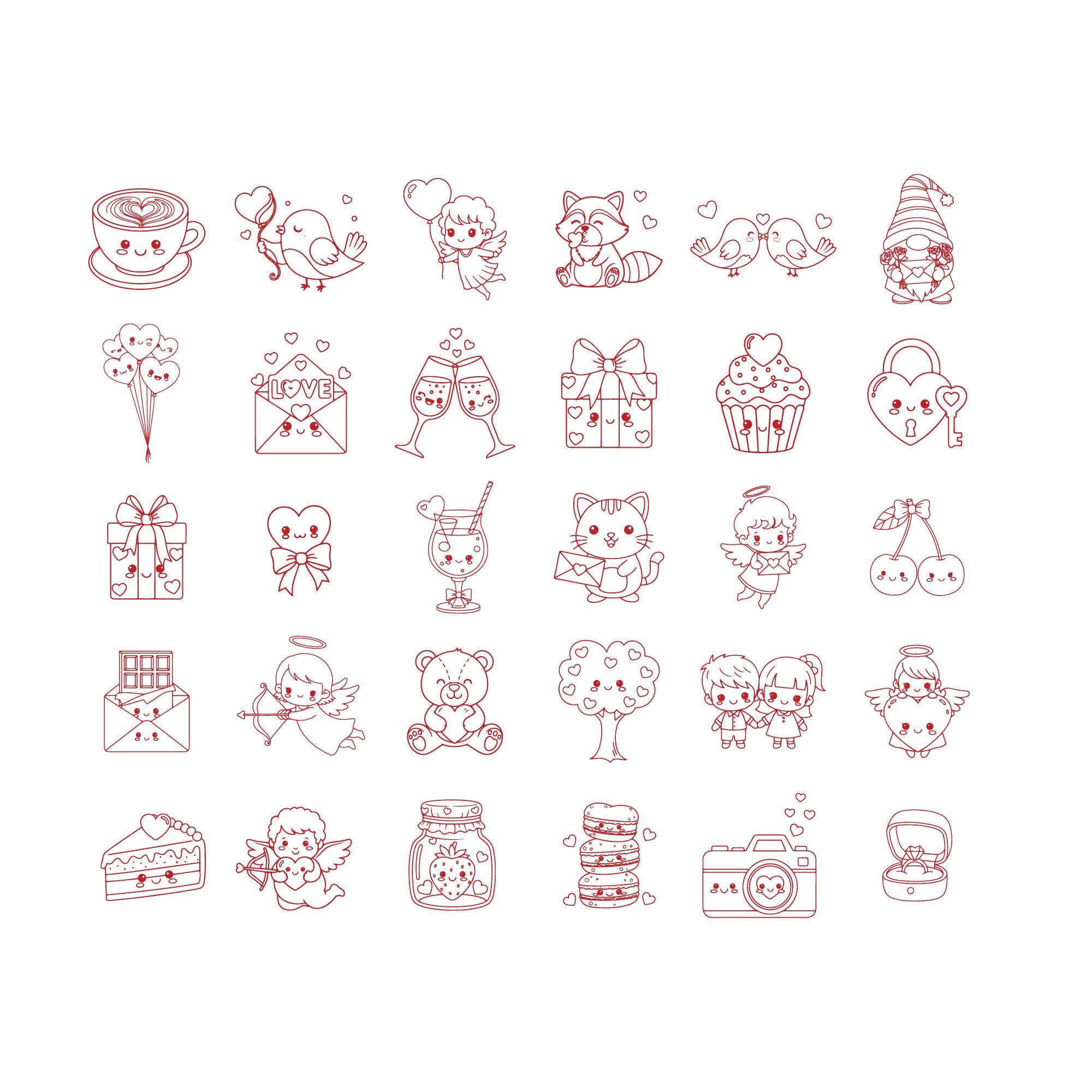 Cute Kawaii Valentine's SVG, Chunky Valentine Graphics, Valentine's Png ...