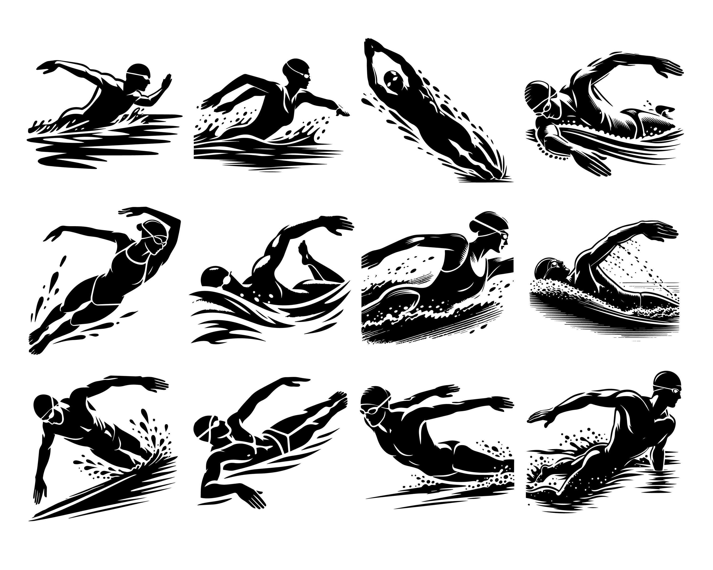 Swimming Svg Bundle, Swimmer Silhouettes, Swimmer Clipart, Swimming Mom ...