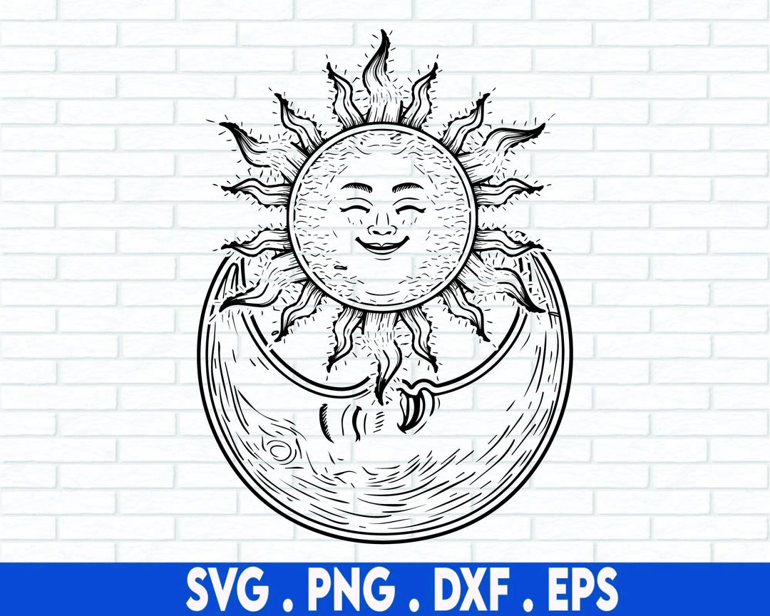 Sun and Moon SVG, Moon Phases SVG, Dreamcatcher SVG, Crescent Boho Moon ...