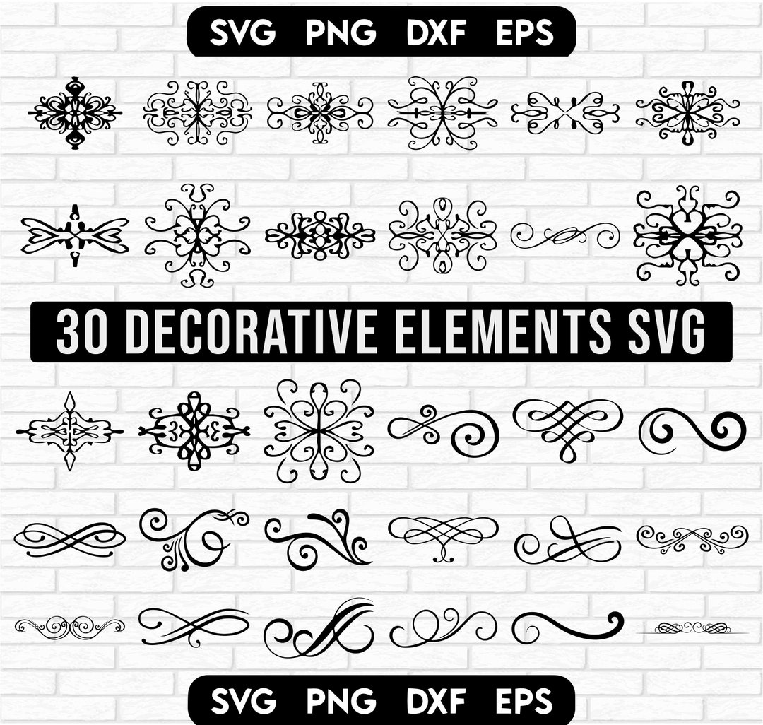 Decorative Elements SVG, Ornaments Svg, Flourishes SVG, Swirls SVG ...