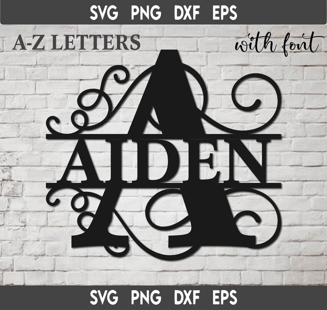 Split Monogram Svg, Split Letter Svg. Alphabet Svg Files for Cricut, Regal Initial Svg, Flourish ...
