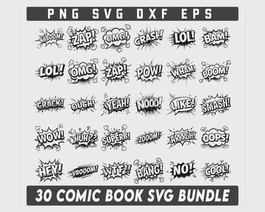 Comic Book Svg Bundle, Superhero Speech Bubble, Boom Svg, Comic Book ...