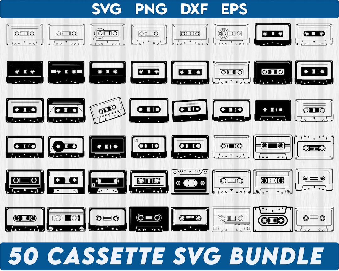 Cassette SVG Bundle, Cassette Tape Outline, Cassette Tape Vector Logo ...