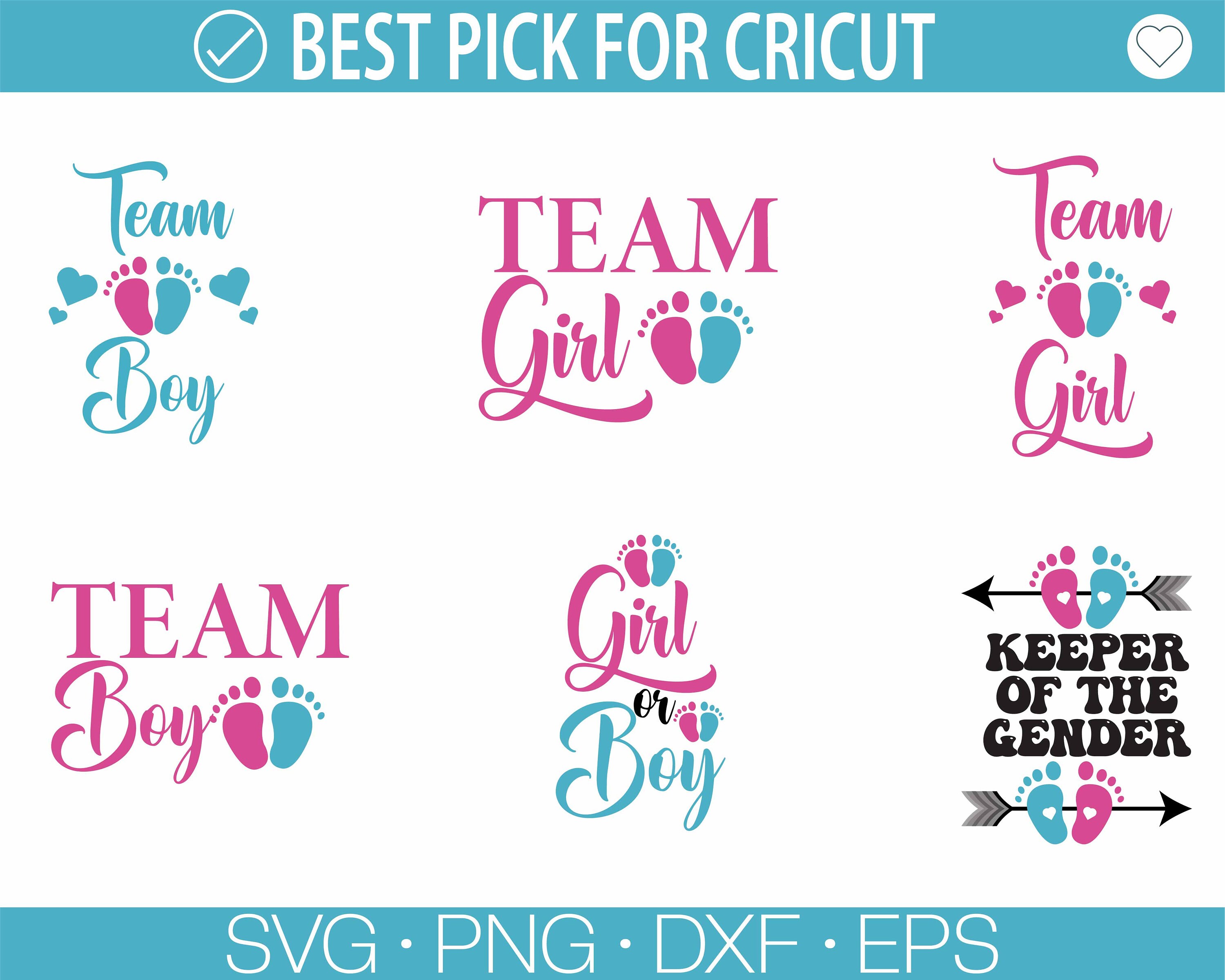 Team Boy Team Girl Svg Bundle, Gender Reveal Svg, He or She Can't Wait ...