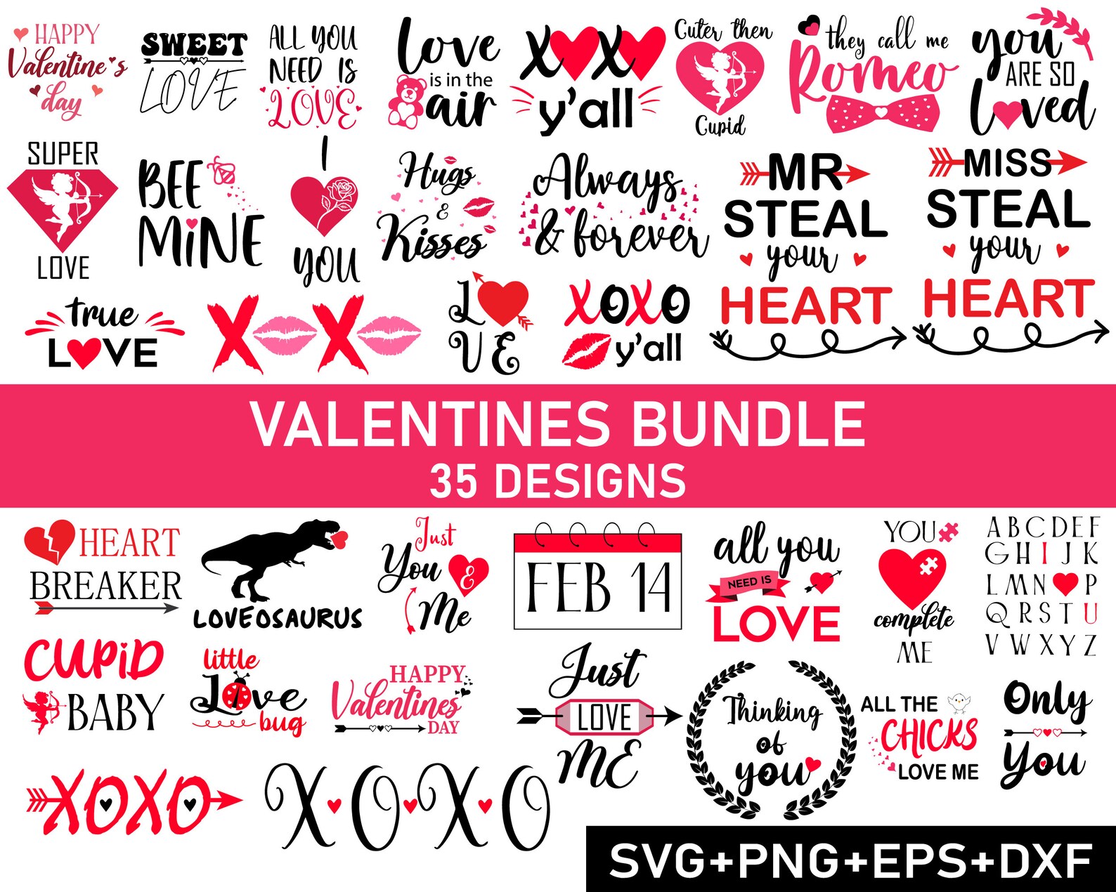 Valentines Svg Bundle, Valentines Day Svg, Happy Valentine Svg, Love ...