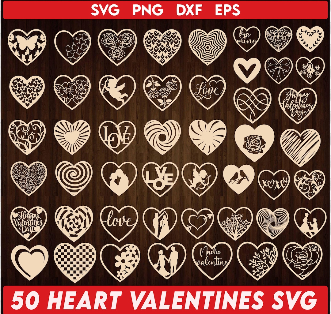 Hearts Valentine's Day Svg Bundle, Valentine's Day Laser Cut File ...