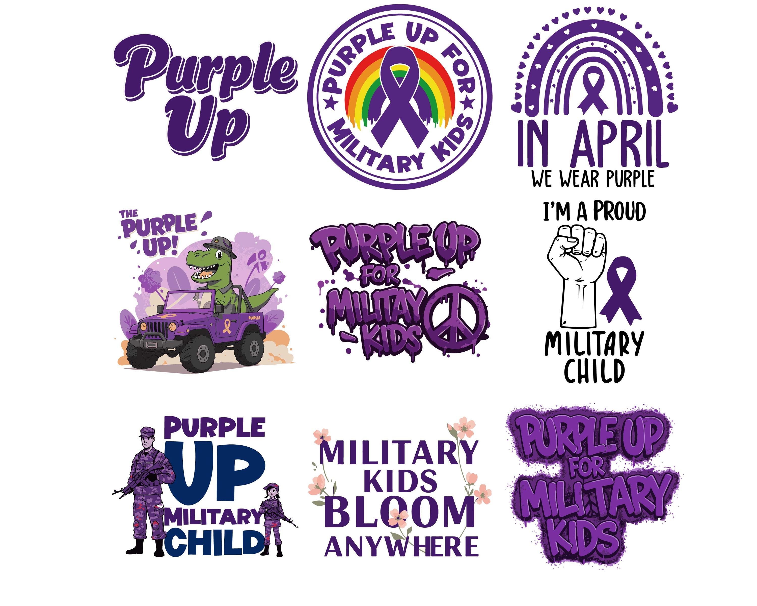 Purple up for Military Kids Svg Png Bundle, Military Family Svg, Proud ...