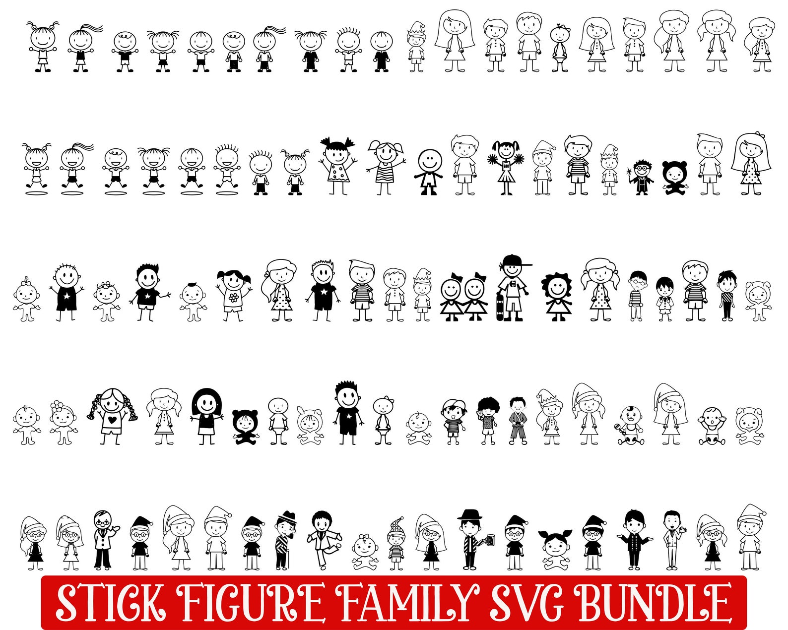Stick Family SVG Bundle Stick Family Cut Files Stick Figure - Etsy Canada