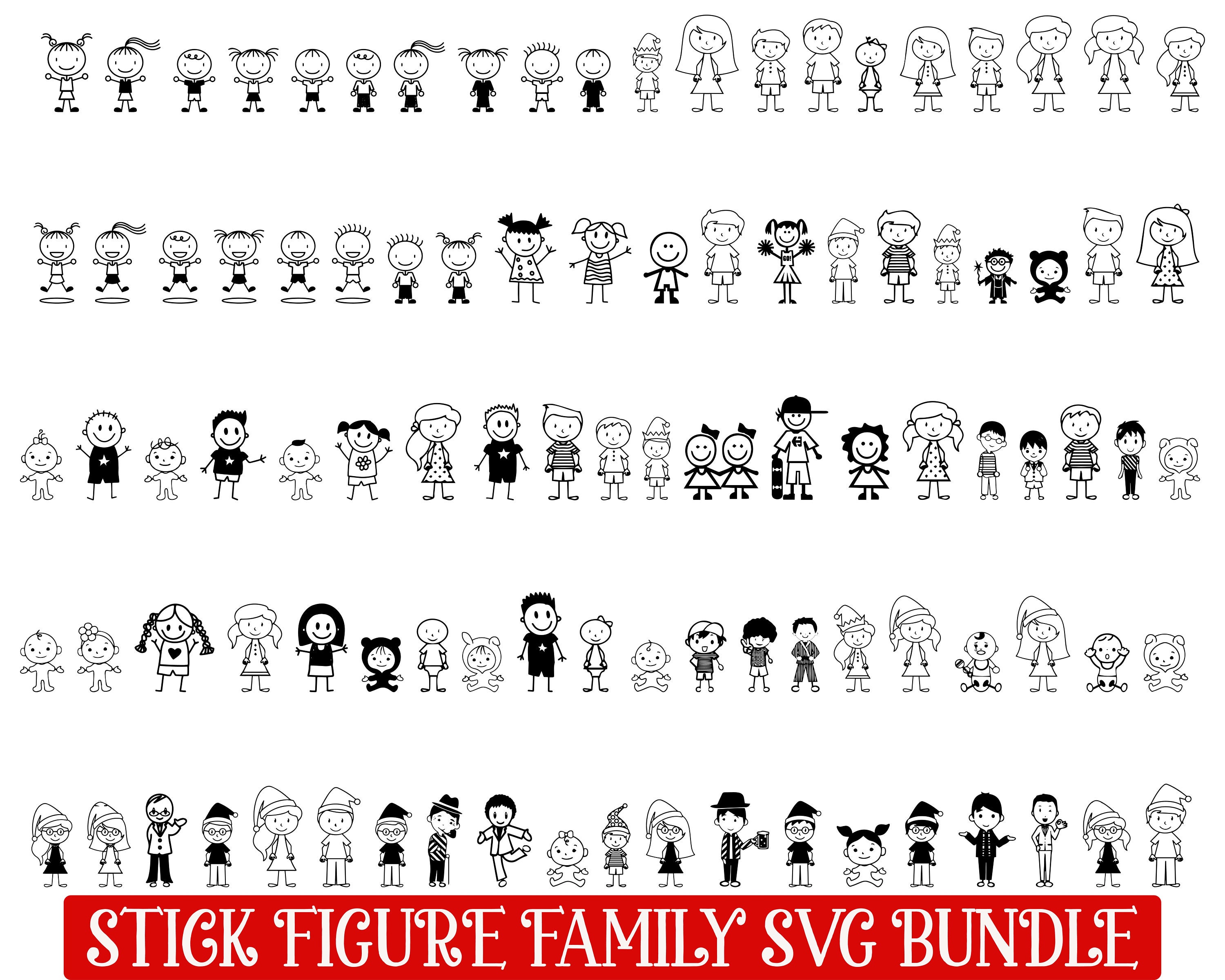 Stick People Group Clipart