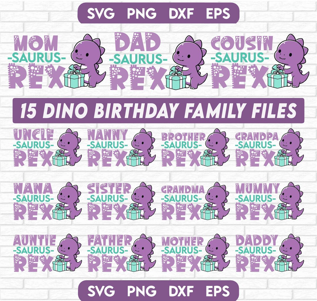 Dinosaur Birthday SVG & PNG Bundle, Mama Saurus Svg, Matching Family ...