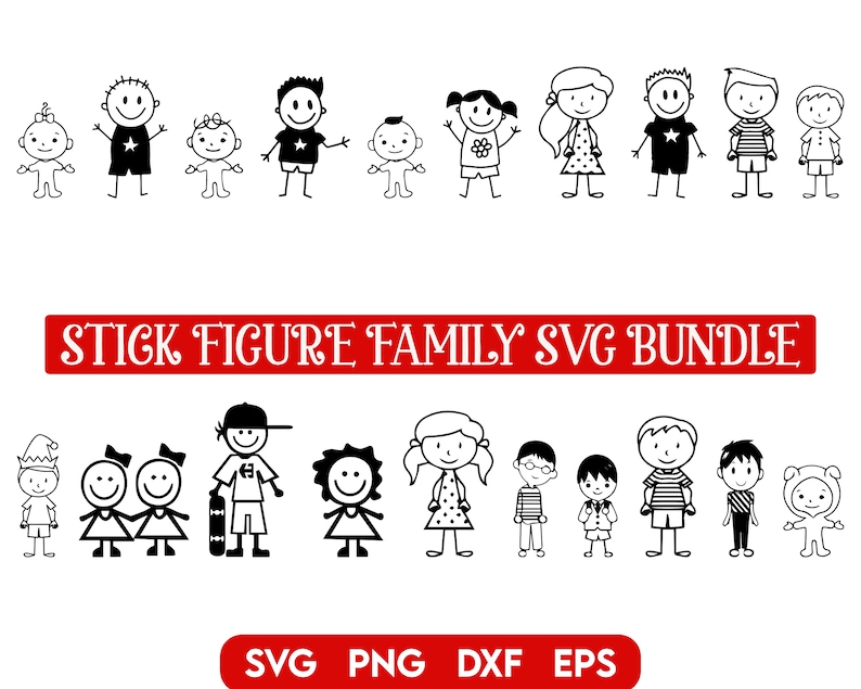 Stick Family SVG Bundle Stick Family Cut Files Stick Figure - Etsy ...