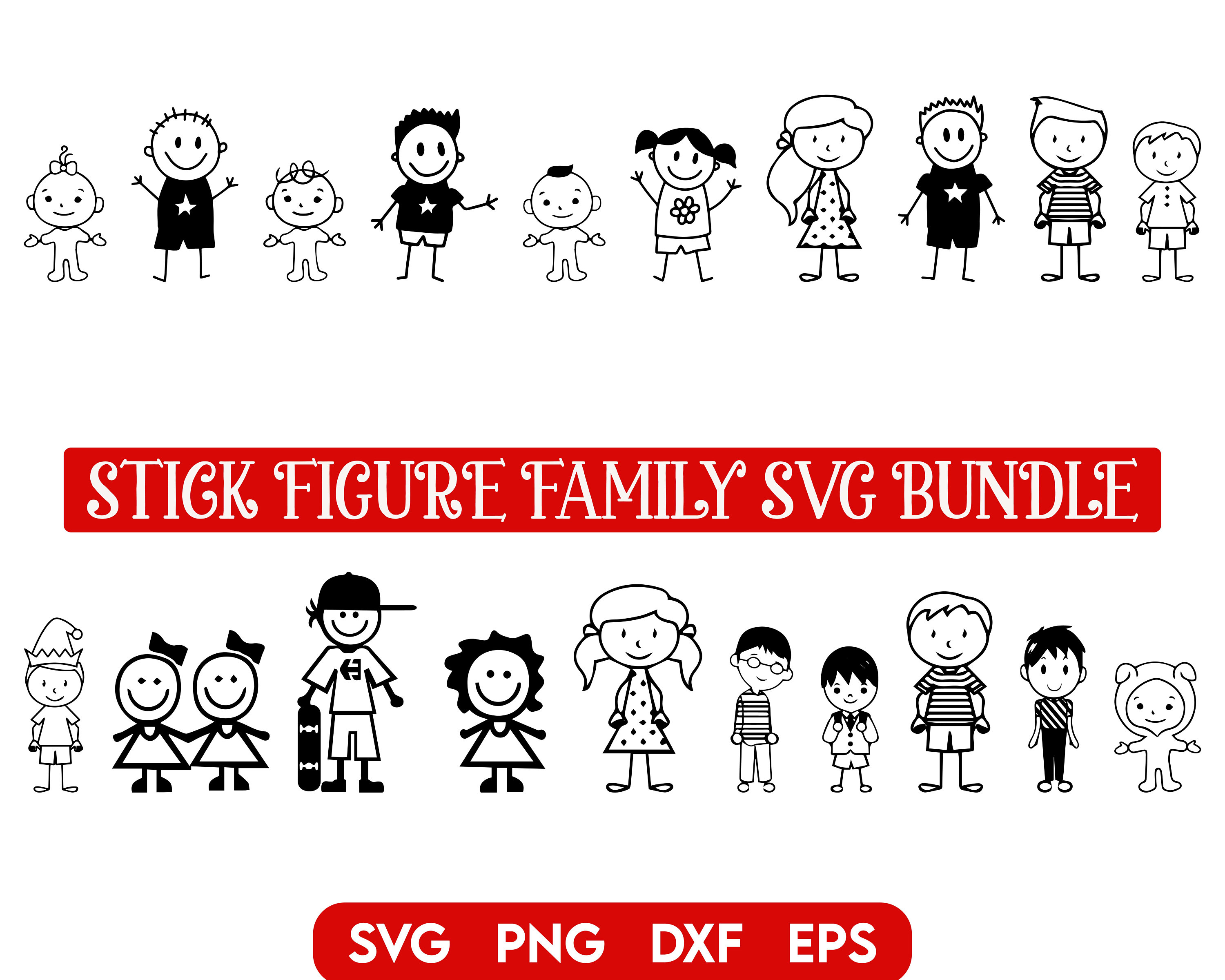 Stick Family SVG Bundle Stick Family Cut Files Stick Figure - Etsy ...