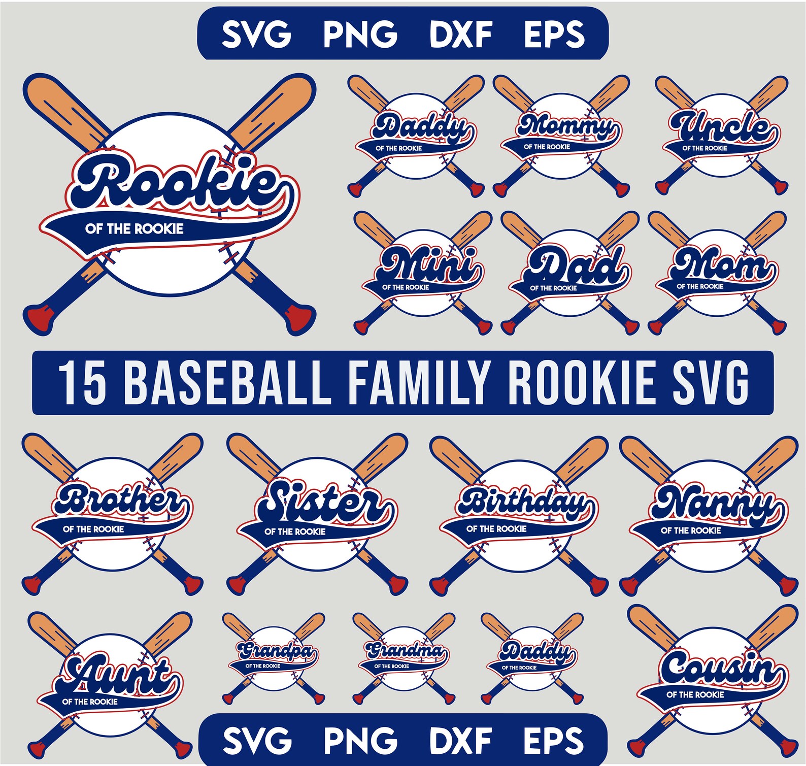Baseball Family Rookie Svg Bundle, First Birthday Rookie of the Year ...